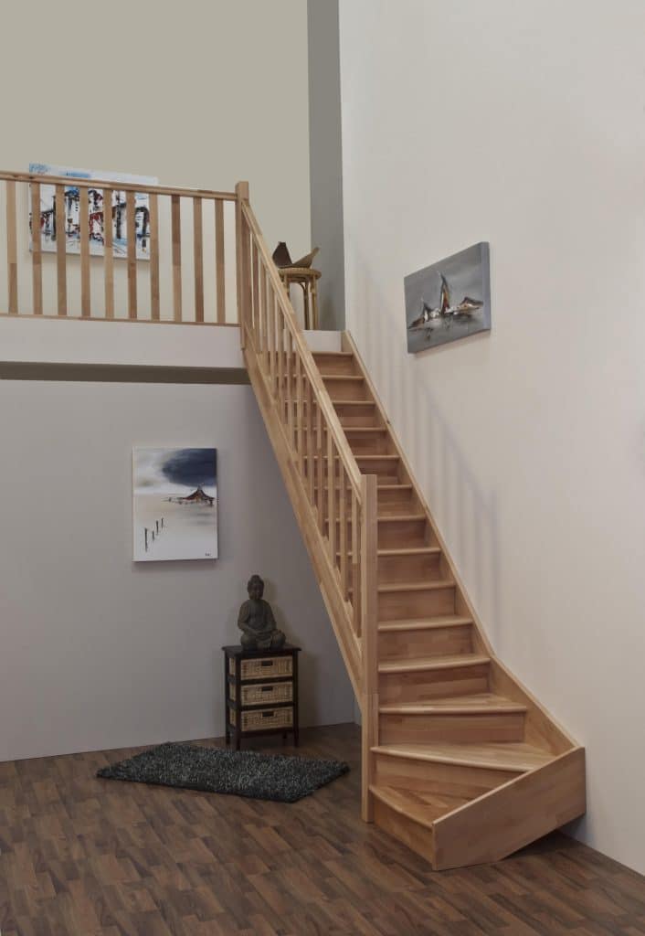 Home tretrapp i bøk - L-trapp 1/4 høyre modell - NBVI