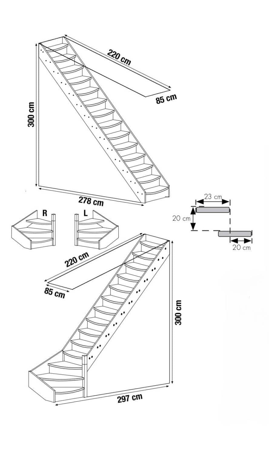 Classic tretrapp i gran - L-trapp 1/4 venstre modell - NBVI